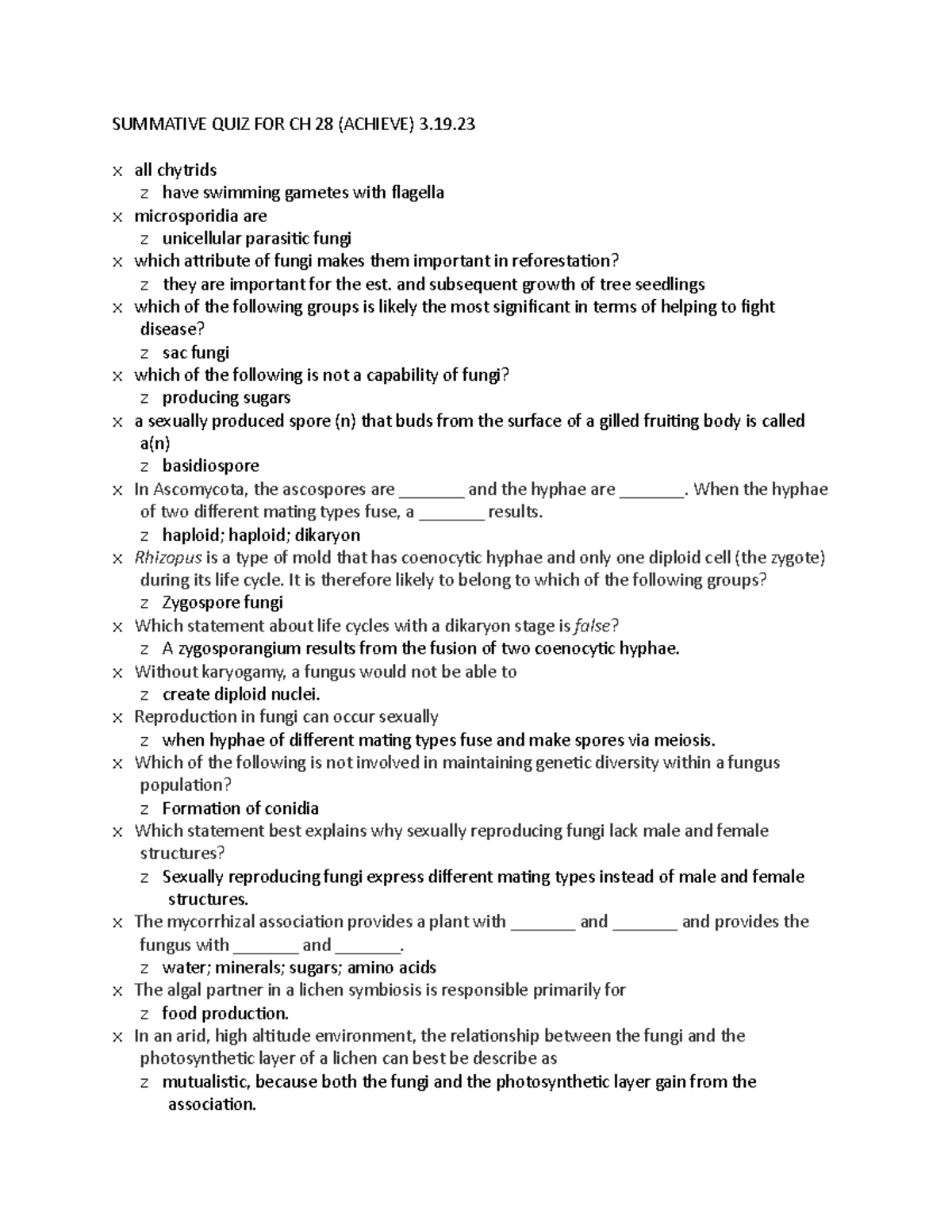 Summative quiz ch28 achieve - SUMMATIVE QUIZ FOR CH 28 (ACHIEVE) 3. x ...