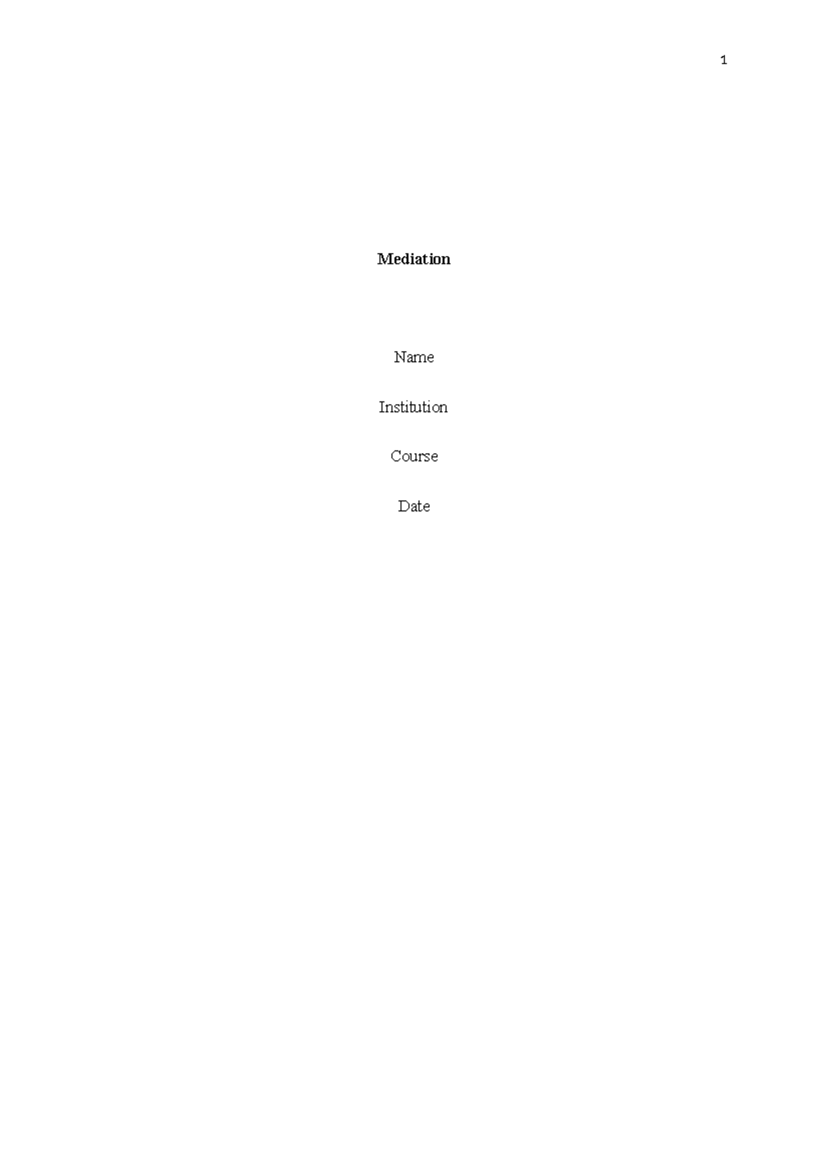 Mediation APA SEND Marked - Mediation Name Institution Course Date ...