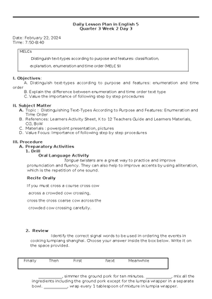 Lesson Exemplar in Math 6 COT 1 - Republic of the Philippines Department of Education Region IV ...