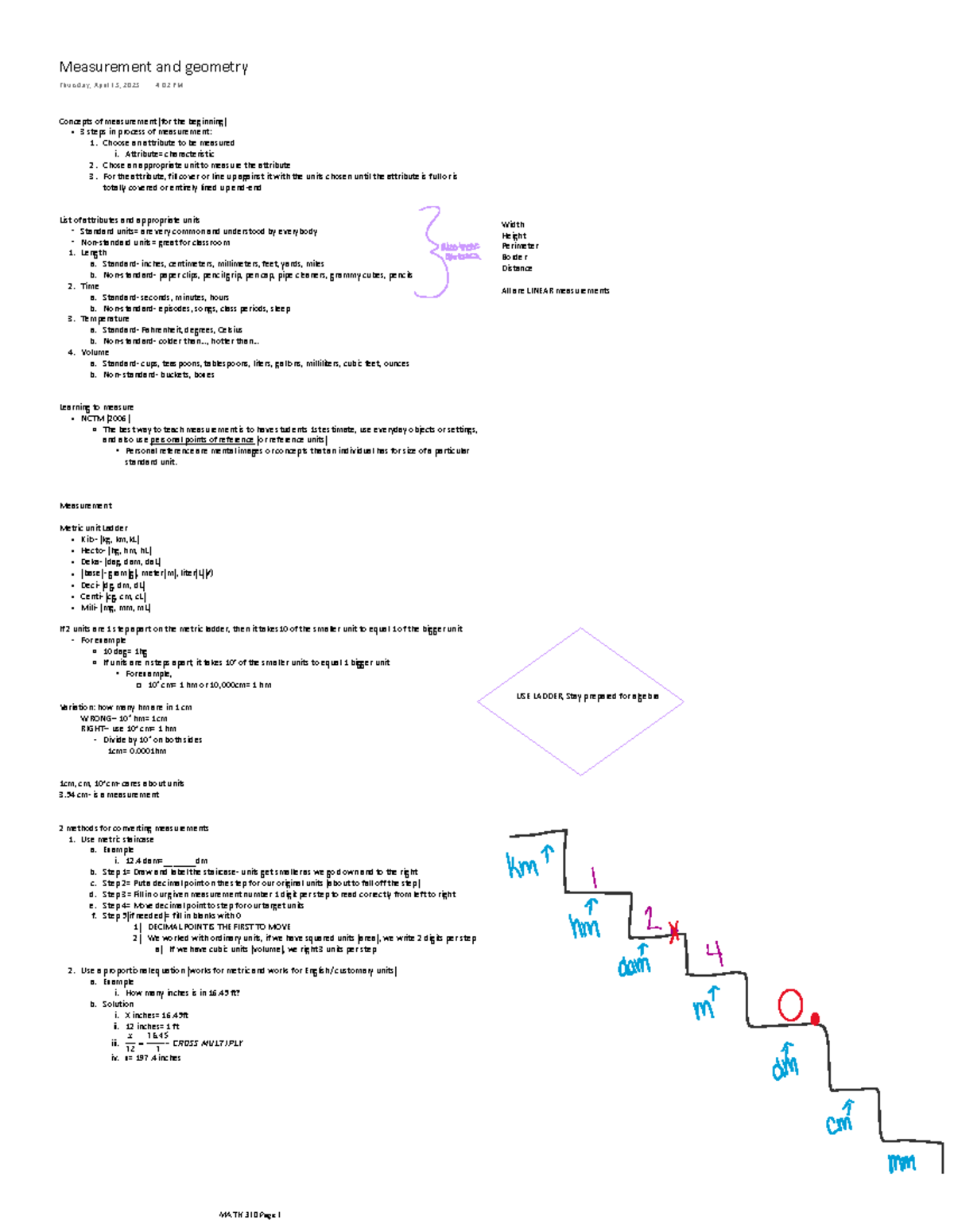 Measurement and geometry - Concepts of measurement (for the beginning ...