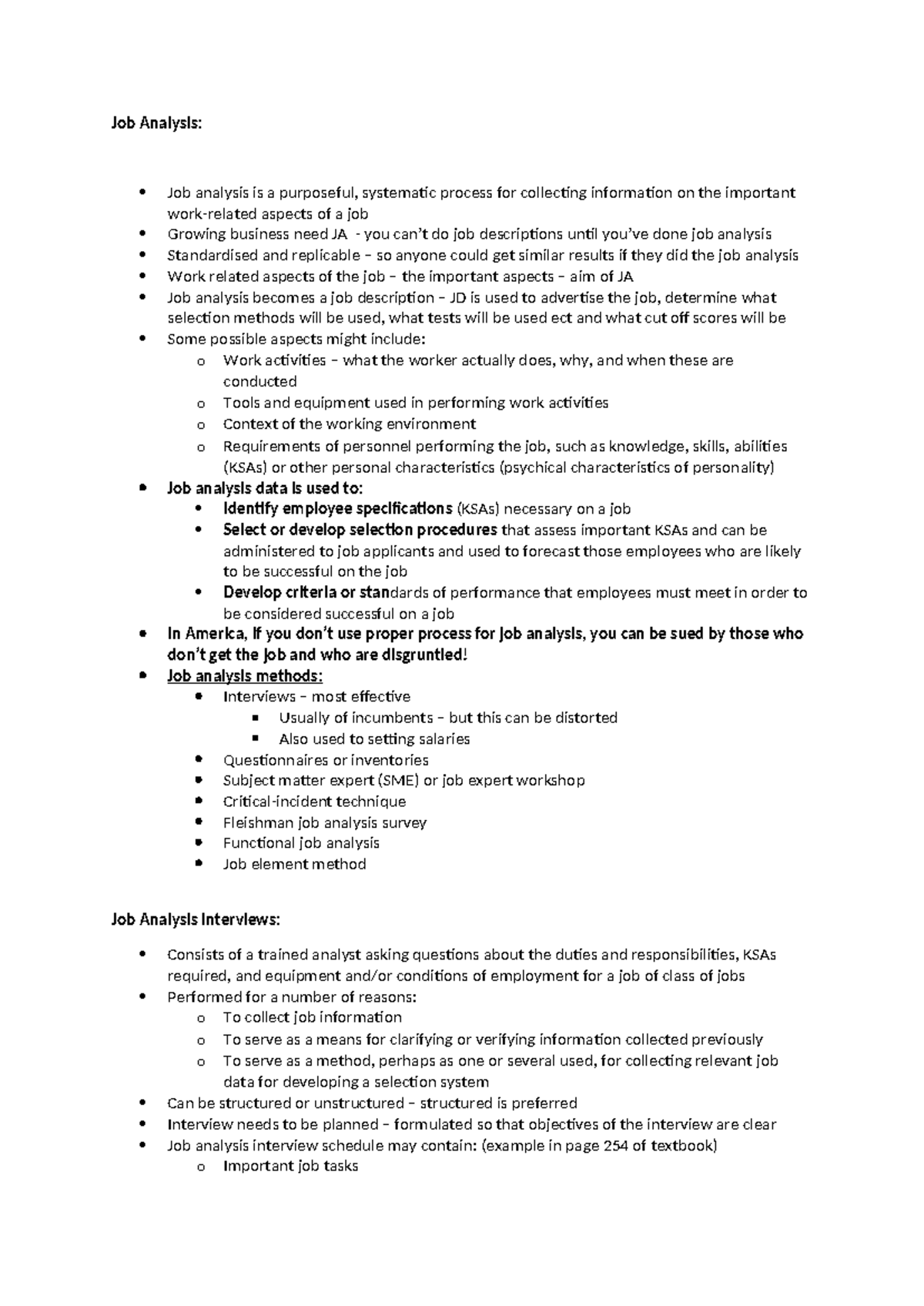 Hrm 250 Week 4 Lecutre Hrm 250 W4 Notes Job Analysis Job Analysis