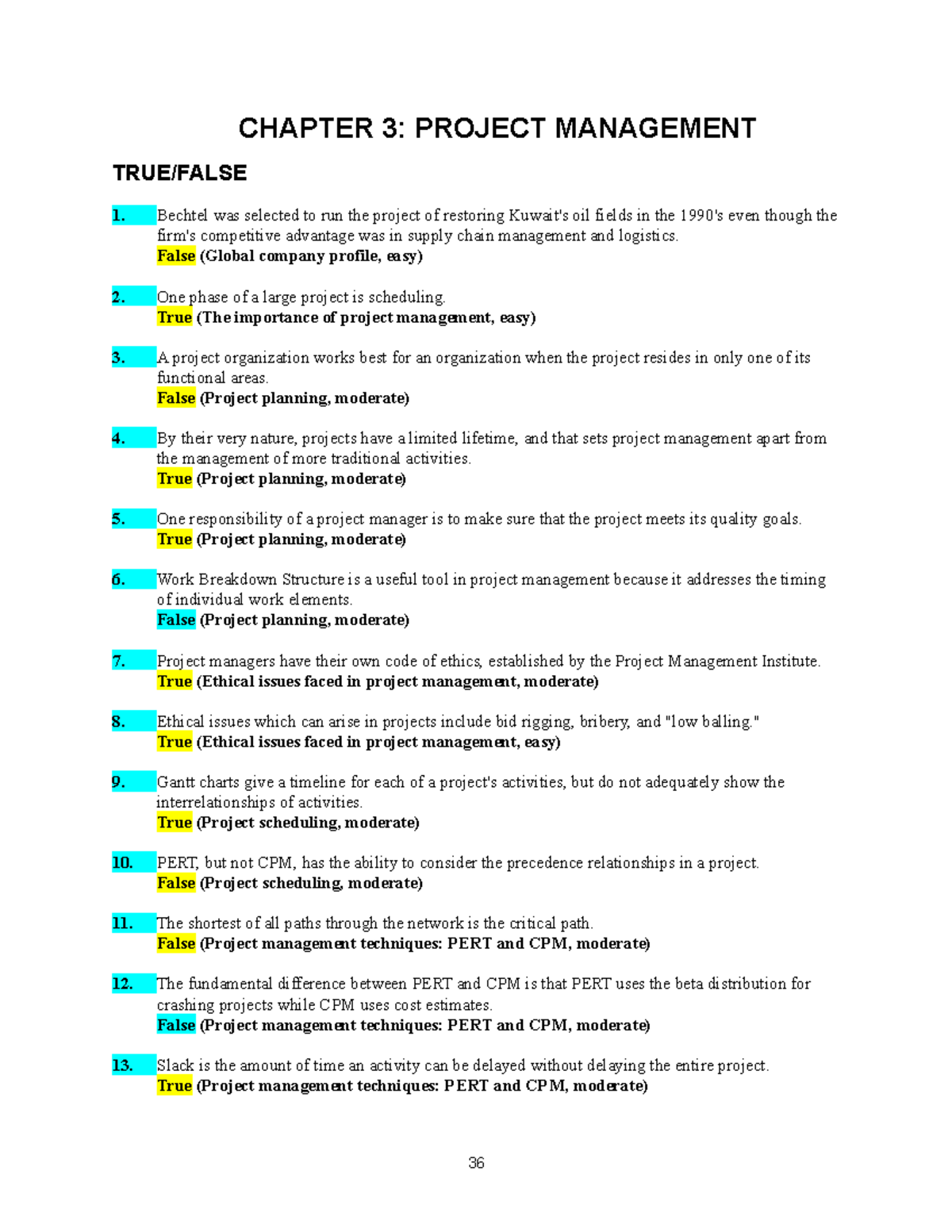 Hr8 ch03 tif final - Practice questions with answers Chapter 3 - CHAPTER 3: PROJECT MANAGEMENT 1 ...