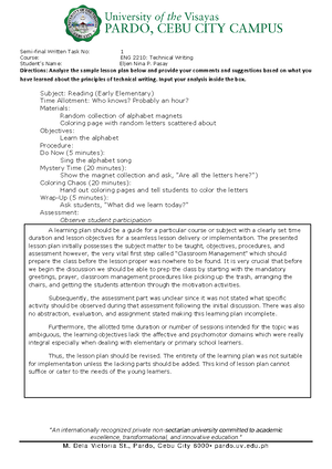 G11- Curriculum Competency - GRADE 11 (FIRST SEMESTER) W1 W2 W3 W4 W5 ...