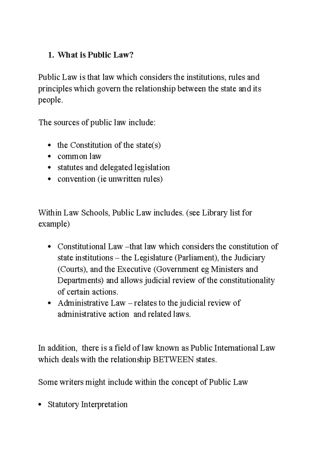 Lecture 1 - notes for public law enforcement- parliament history- rule ...