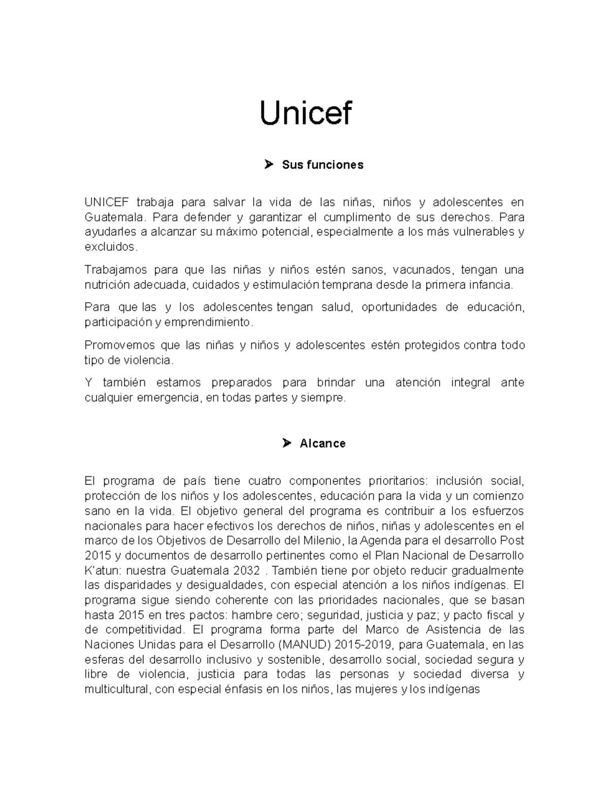 Unicef - Unicef Sus funciones UNICEF trabaja para salvar la vida de las ...