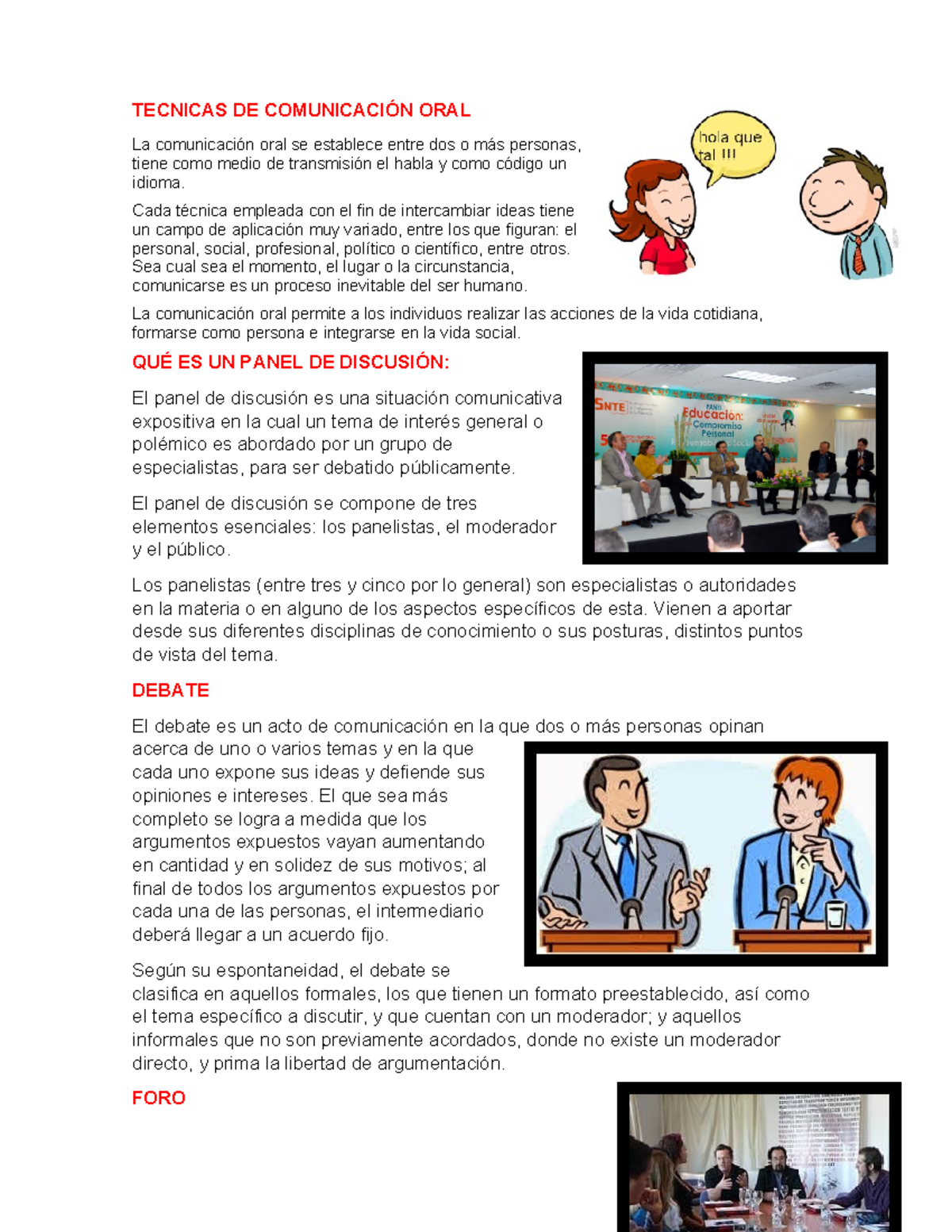 Tecnicas DE Comunicación ORAL - TECNICAS DE COMUNICACIÓN ORAL La ...