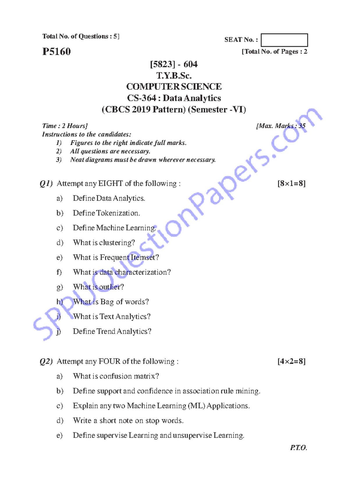 Bsc computer-science-cs semester-6 2022 april data-analytics-2019-pattern - [5823] -604 1 Q1 ...