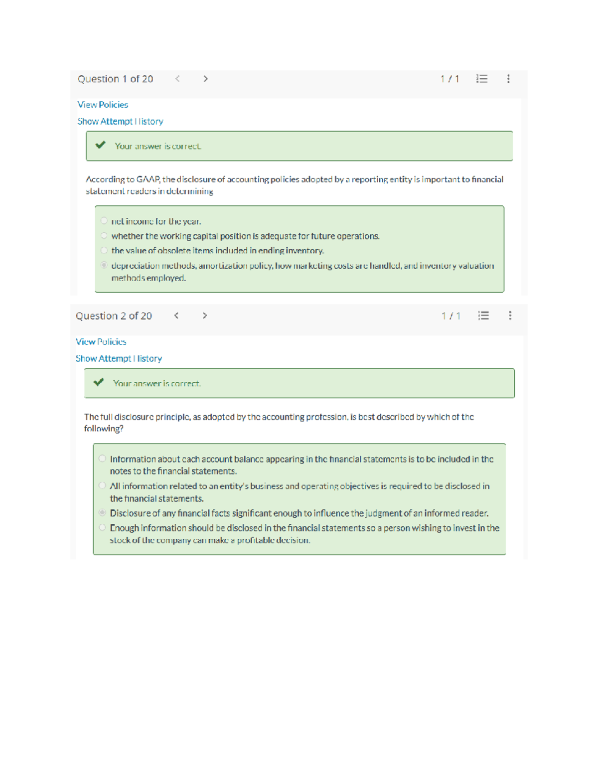 Acc 318 4-1 quiz - 4-1 quiz - all answers are correct - Question 1 of 20 1 1 View Policies Show ...