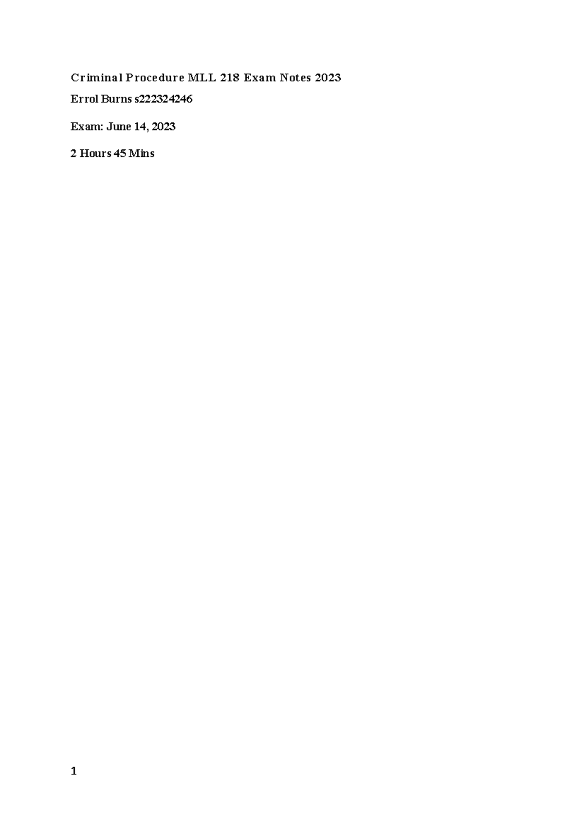 Crim Procedure MLL218 Exam Notes - Criminal Procedure MLL 218 Exam ...