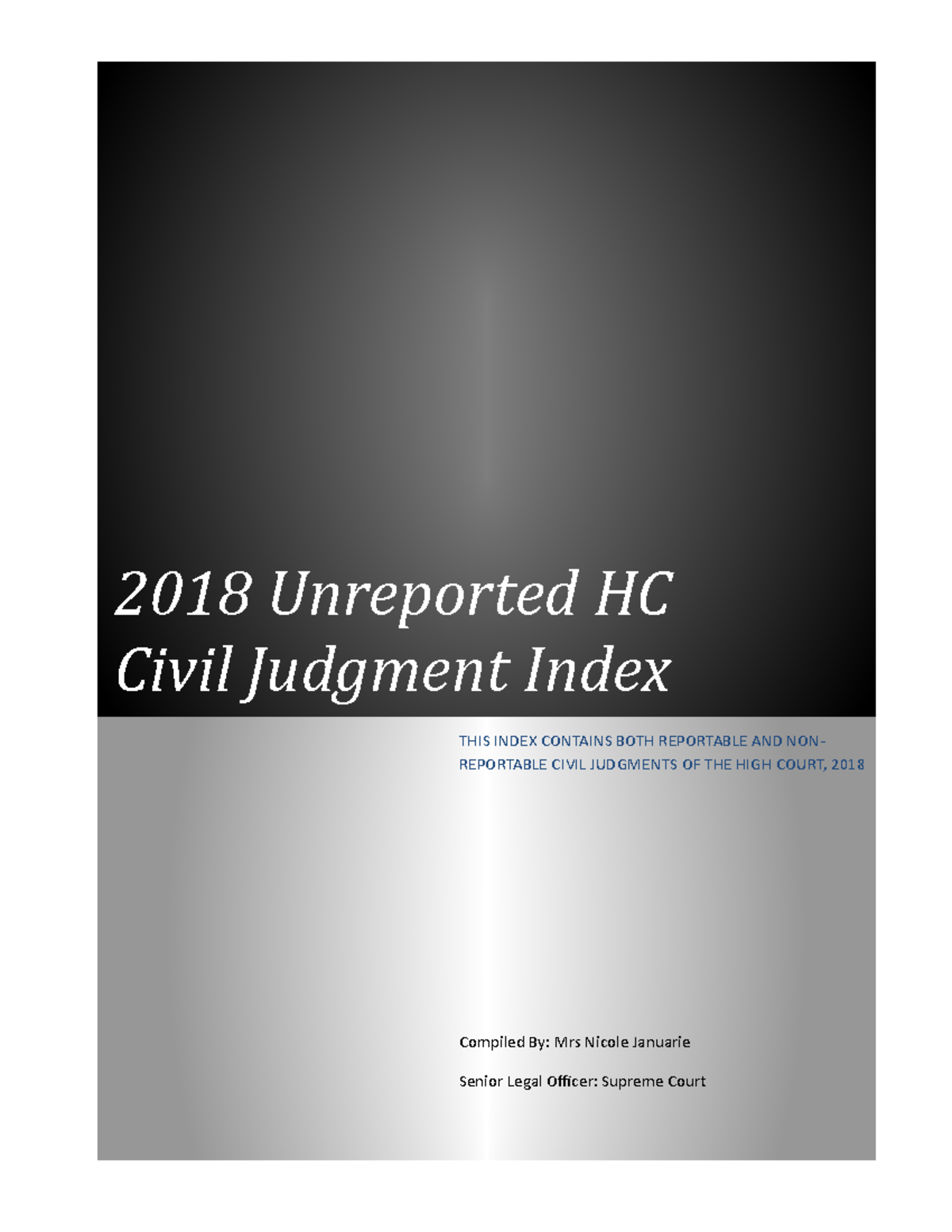 2018 Unreported High Court Civil Judgment Index - 2018 Unreported HC ...