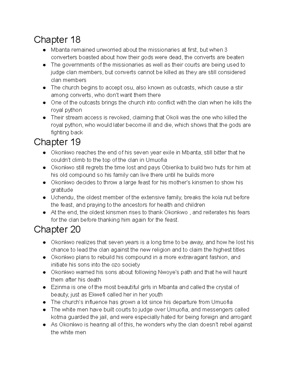 TFA Notes Ch. 18 - 25 - Ch 18 - 25 - Chapter 18 Mbanta remained ...