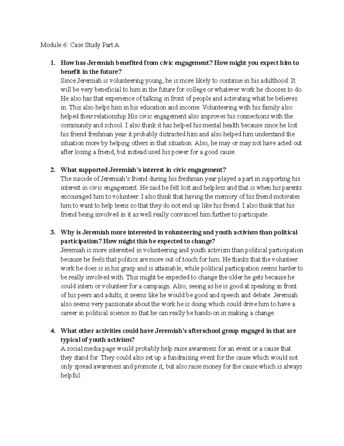 CDE312 CS6A - LJ - Module 6: Case Study Part A 1. How has Jeremiah ...