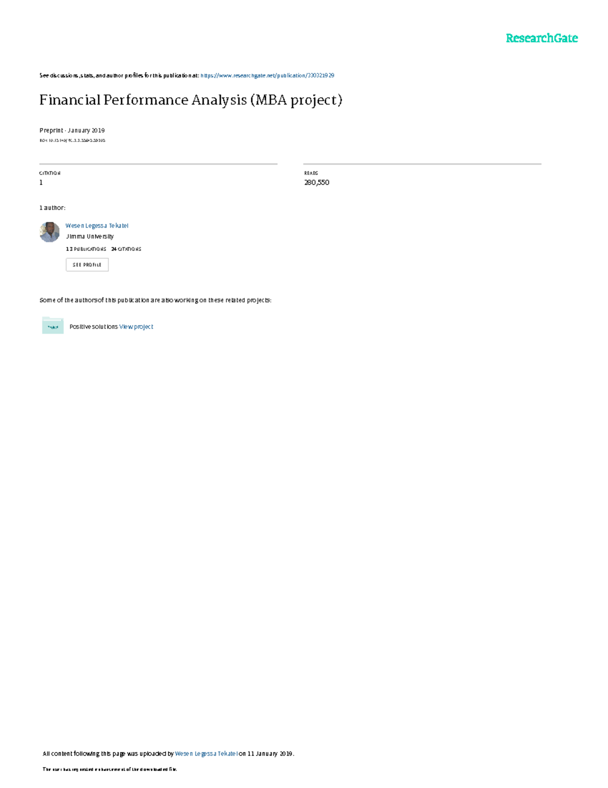 Financial Performance Analysis MBAproject - See discussions, stats, and ...