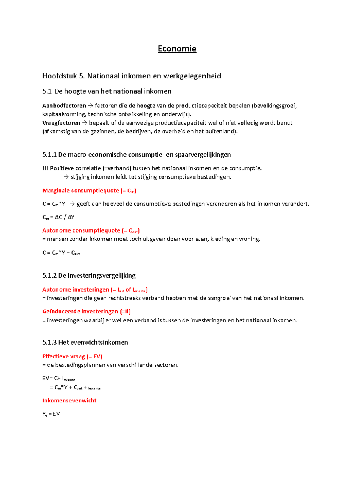 Samenvatting H5 - hoofdst 5 - Economie Hoofdstuk 5. Nationaal inkomen ...