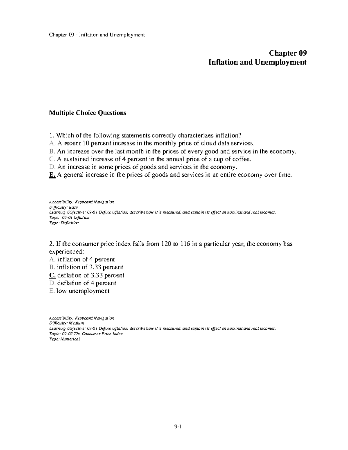 Chap009 - Understanding Economics - test - Chapter 09 Inflation and ...