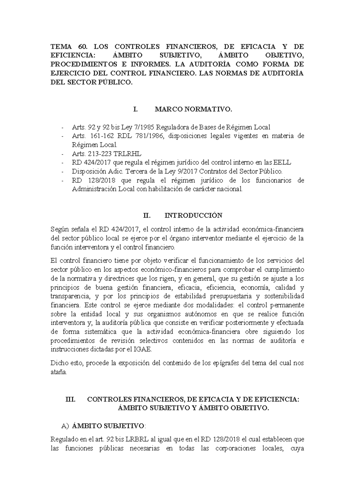 TEMA 60 Controles financieros, eficacioa - TEMA 60. LOS CONTROLES ...
