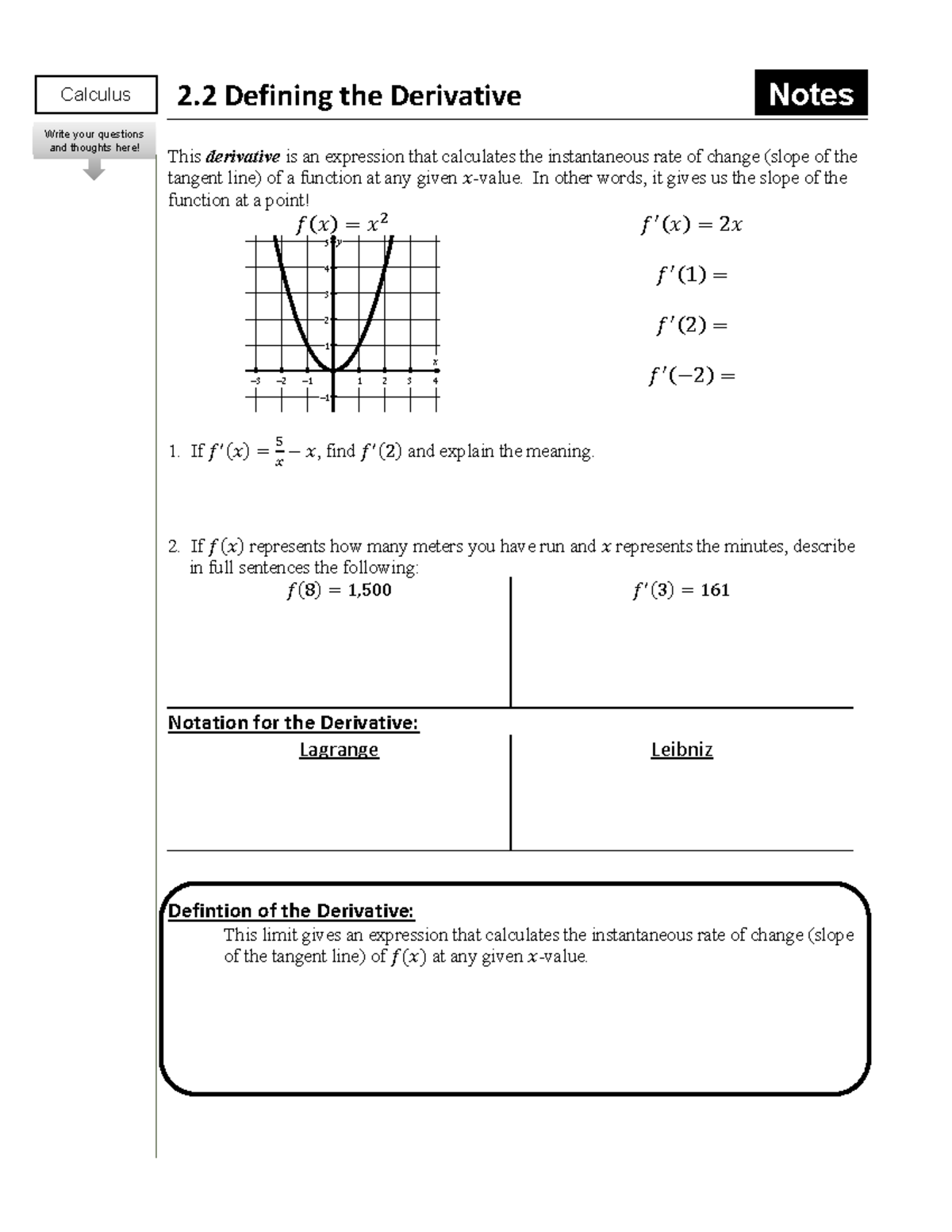 Calc 2 - This derivative is an expression that calculates the ...