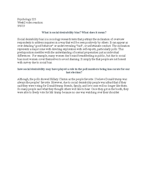 Week3 false uniqueness effect - Social Psychology Week 3 discussion 9/9 ...