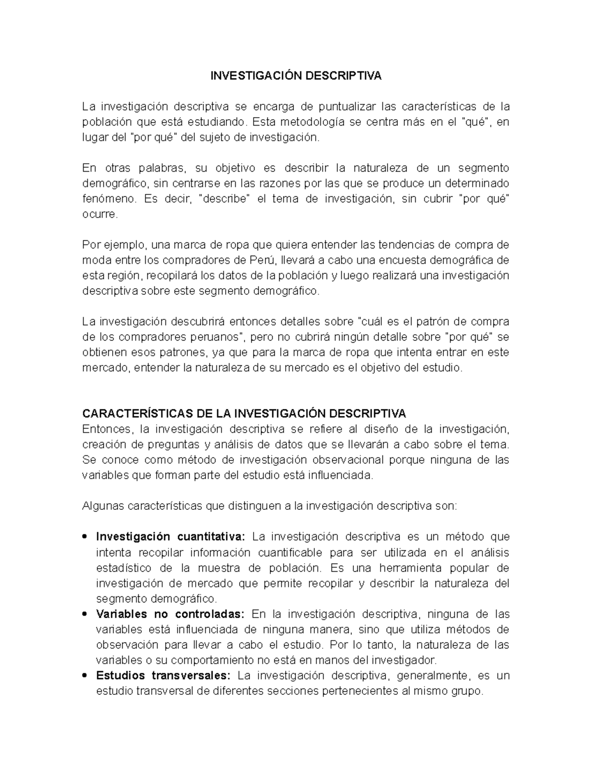Investigación Descriptiva en la disciplina de la investigación ...