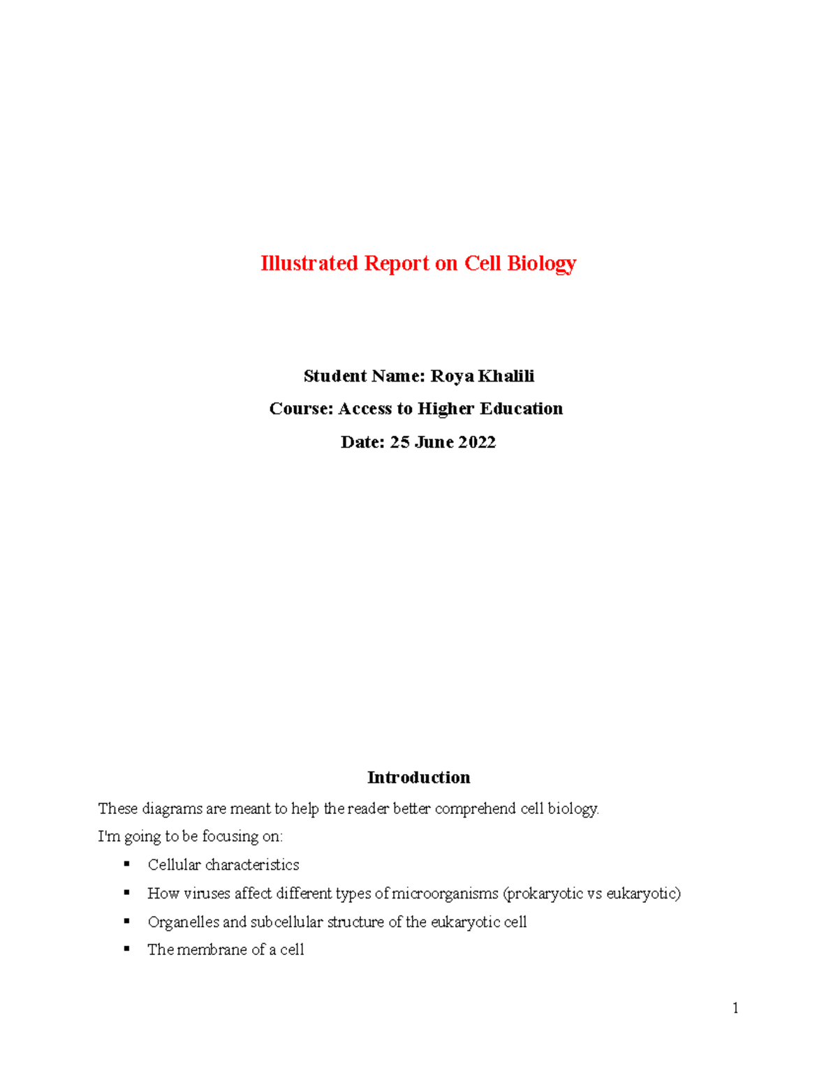 Illustrated Report on Cell Biology - Illustrated Report on Cell Biology ...