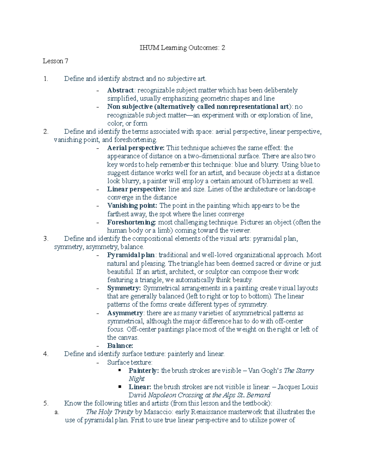 IHUM 101 Learning Outcomes 2 - IHUM Learning Outcomes: 2 Lesson 7 ...