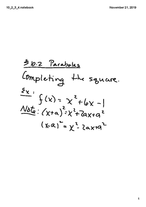 MAT111 10 2 3 4 Examples - MAT 111 Examples §10 Introduction to Conics ...
