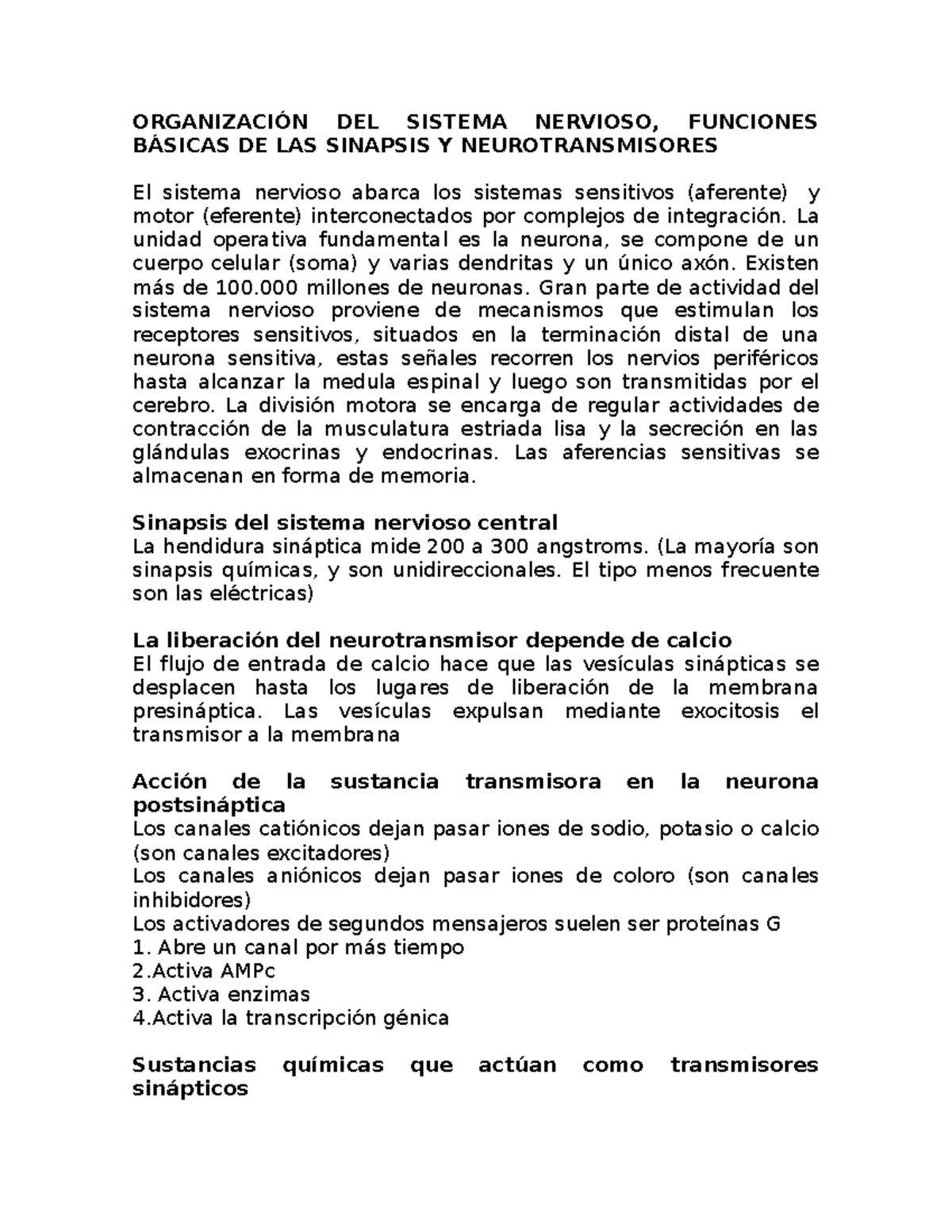 Resumen del Capitulo 46 fisio - ORGANIZACIÓN DEL SISTEMA NERVIOSO, FUNCIONES BÁSICAS DE LAS ...