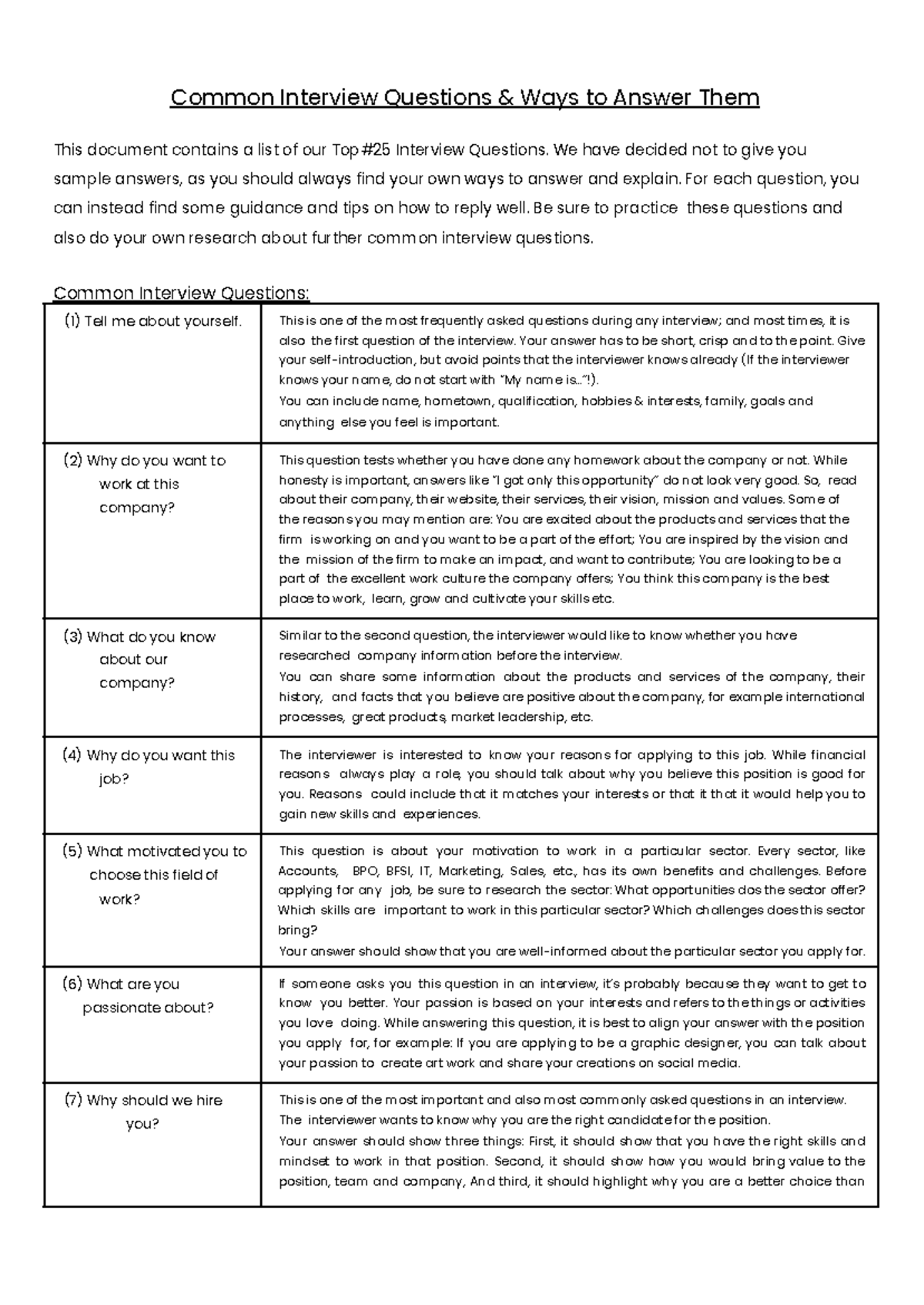 Common Interview Questions - Lesson80 - Common Interview Questions ...