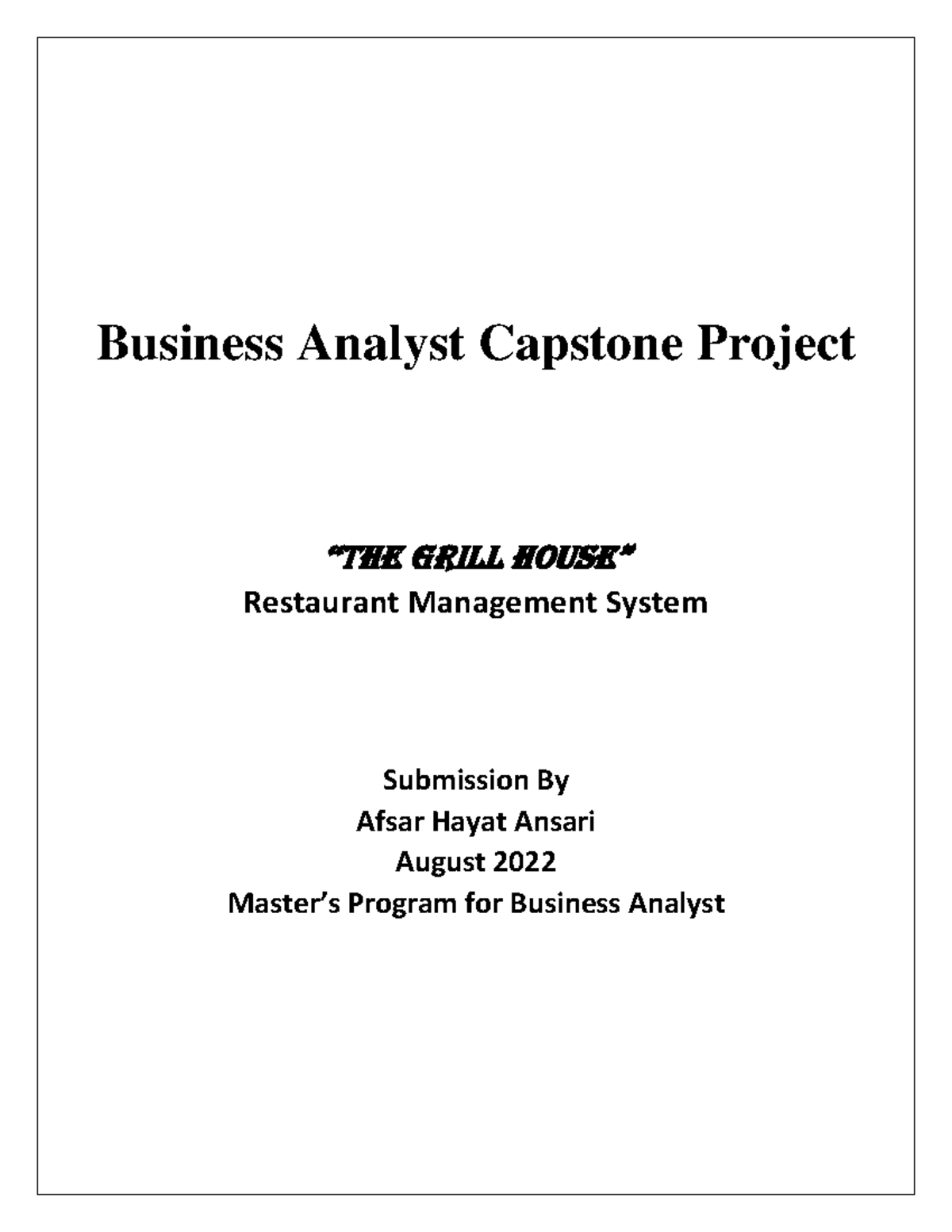 Business Analyst Capstone Project by Afsar - Business Analyst Capstone ...