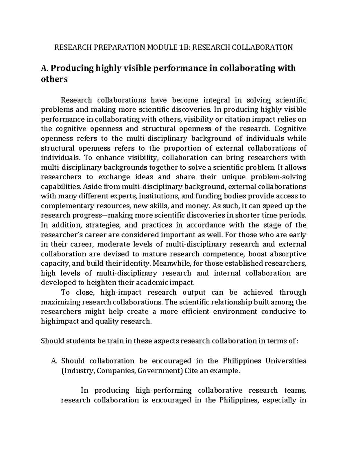 Research Collaboration Science Communication - RESEARCH PREPARATION ...