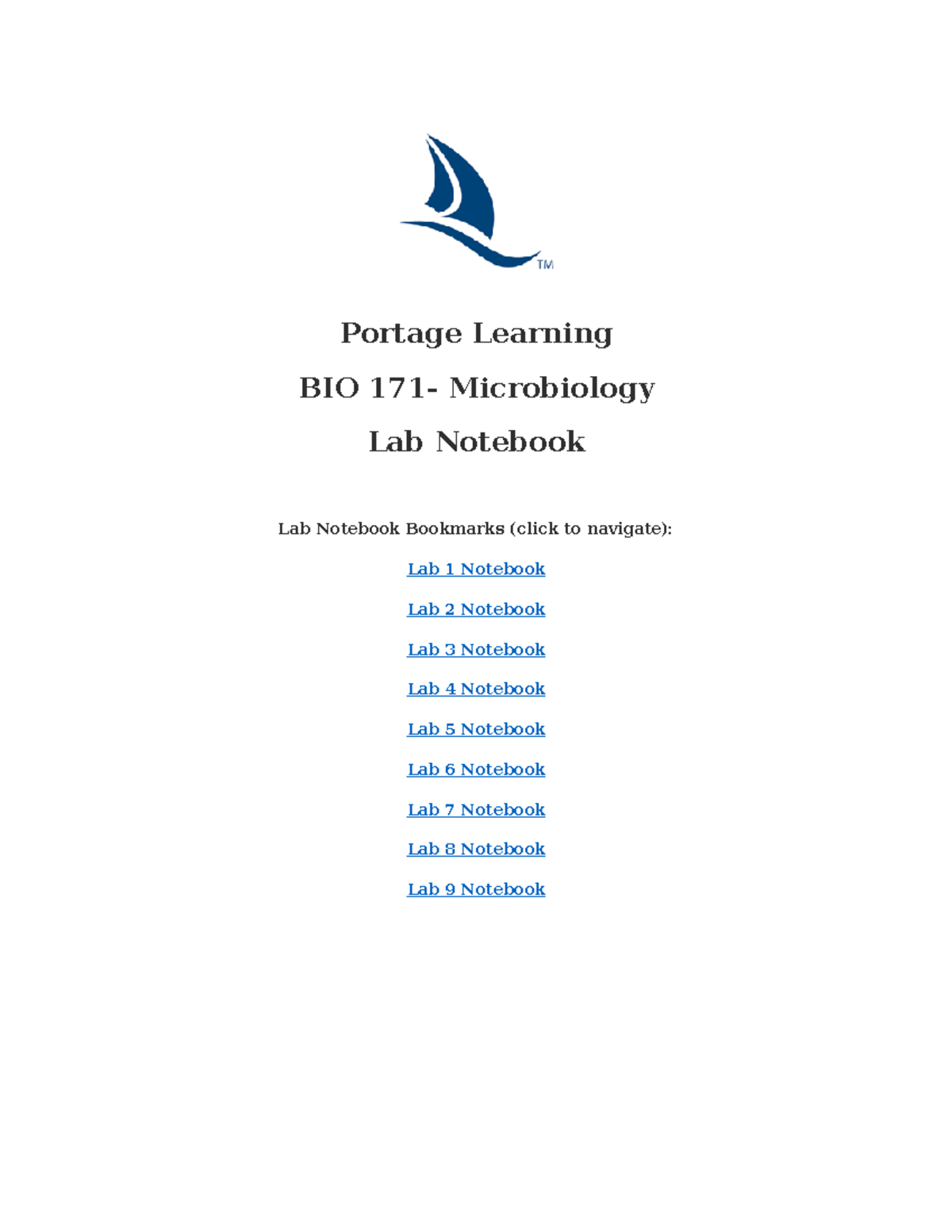 BIOD171 Microbiology Lab Notebook - Portage Learning BIO 171 ...