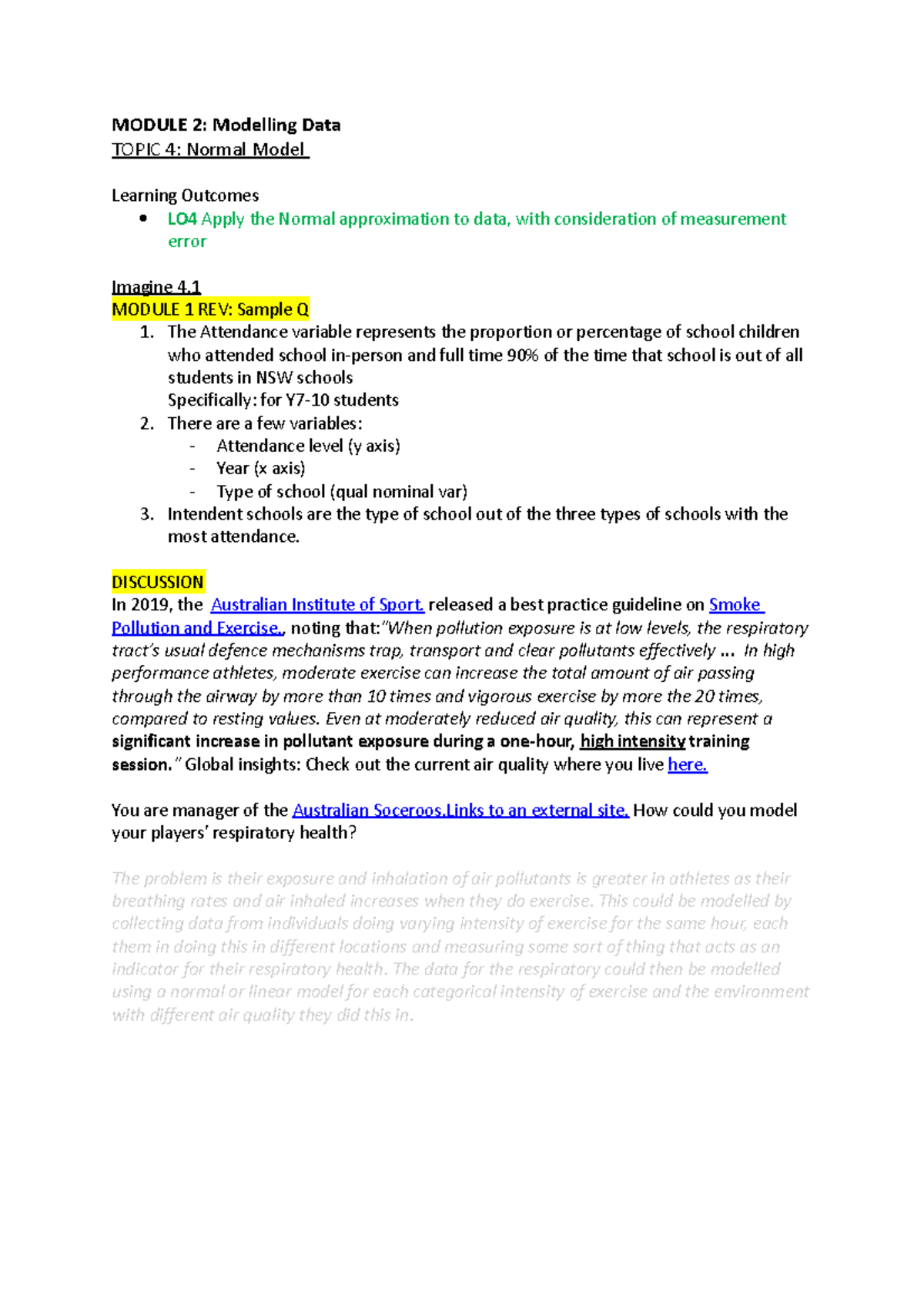T4 Imagine + Discover Notes - MODULE 2: Modelling Data TOPIC 4: Normal ...
