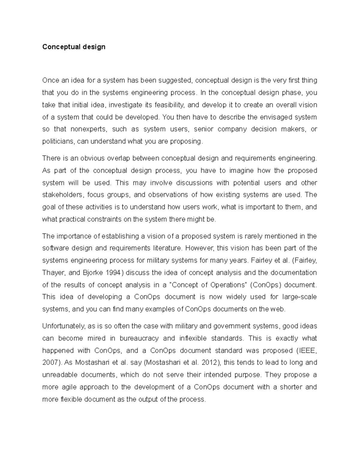 Conceptual design - In the conceptual design phase, you take that ...