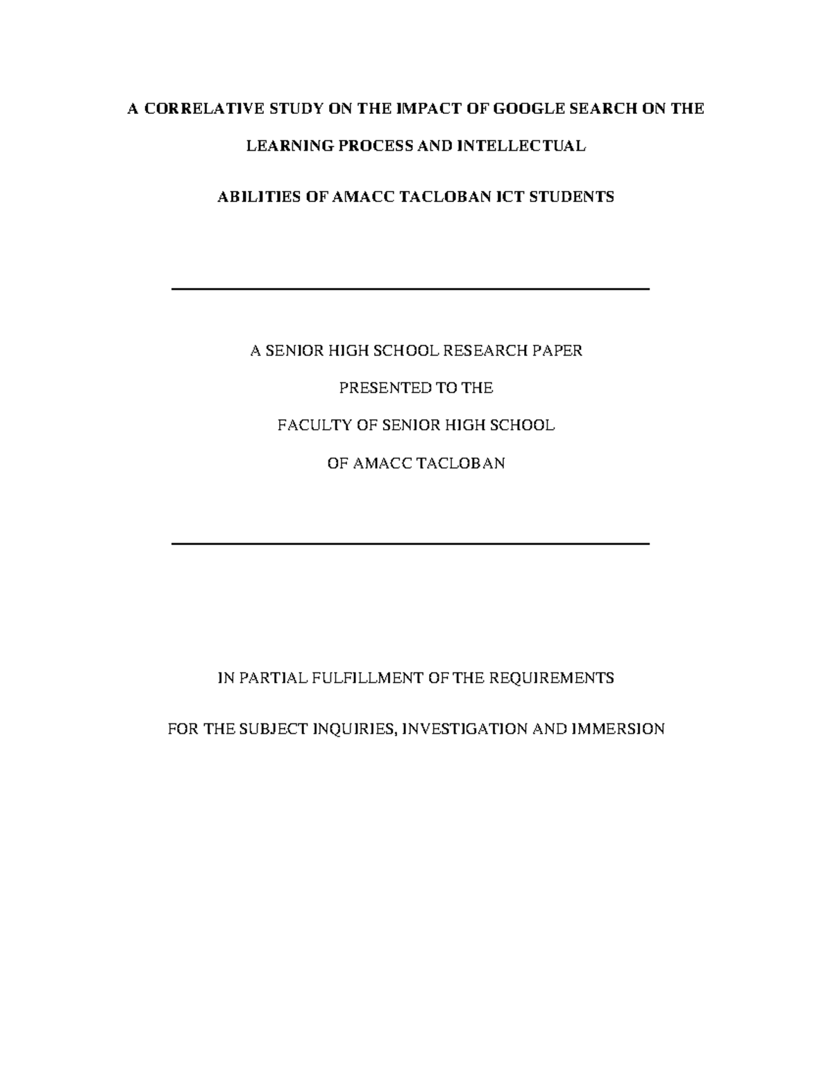 Tolo F - intelectual rsch - A CORRELATIVE STUDY ON THE IMPACT OF GOOGLE ...