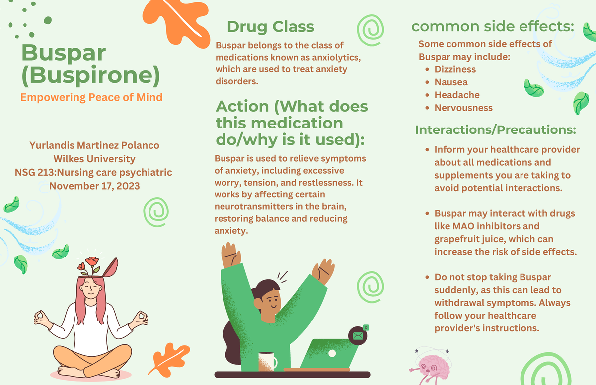 Green Illustrative Mental Health Brochure - Buspar (Buspirone ...