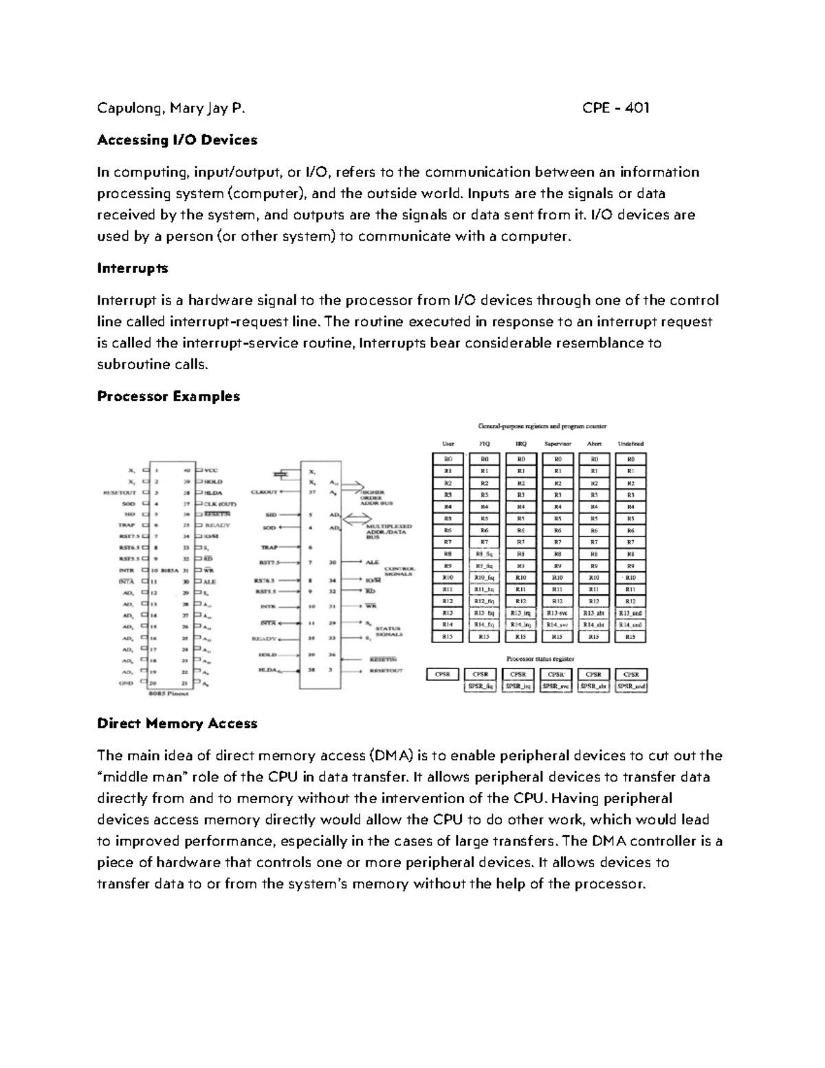 Capulong Mary Jay Comparcorg 1 - Capulong, Mary Jay P. CPE - 401 Accessing I/O Devices In ...