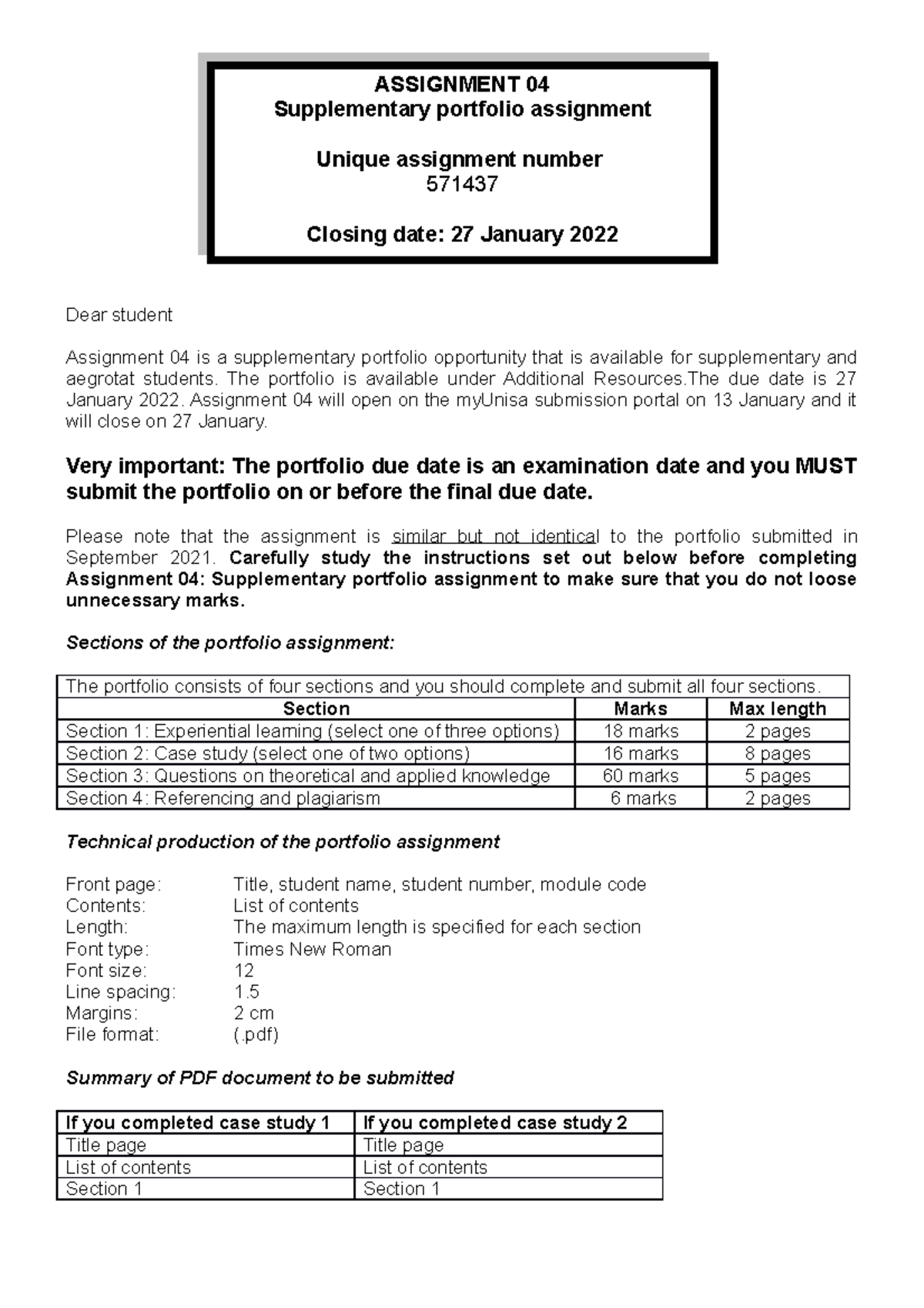 PYC4807 Supplementary portfolio Jan Febr 2022 2 - Dear student ...