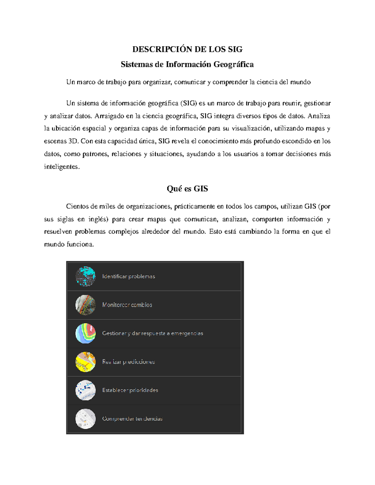 Descripcion DE SIG INVS - DESCRIPCIÓN DE LOS SIG Sistemas de ...