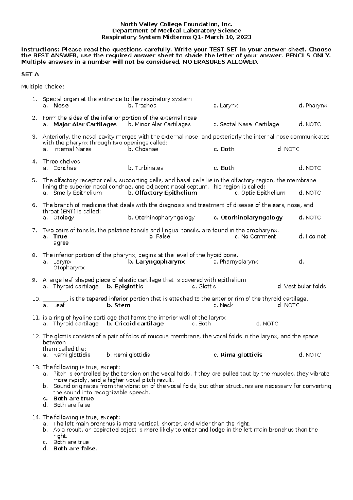 Rad Ana Respiratory System Answer Key - North Valley College Foundation ...