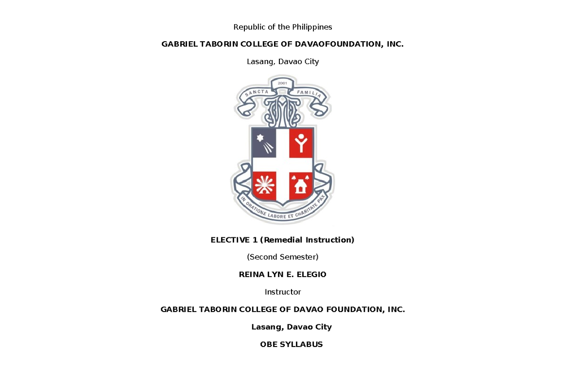 Elective 1 Syllabus - Summary Readings in Philippine History - Republic ...