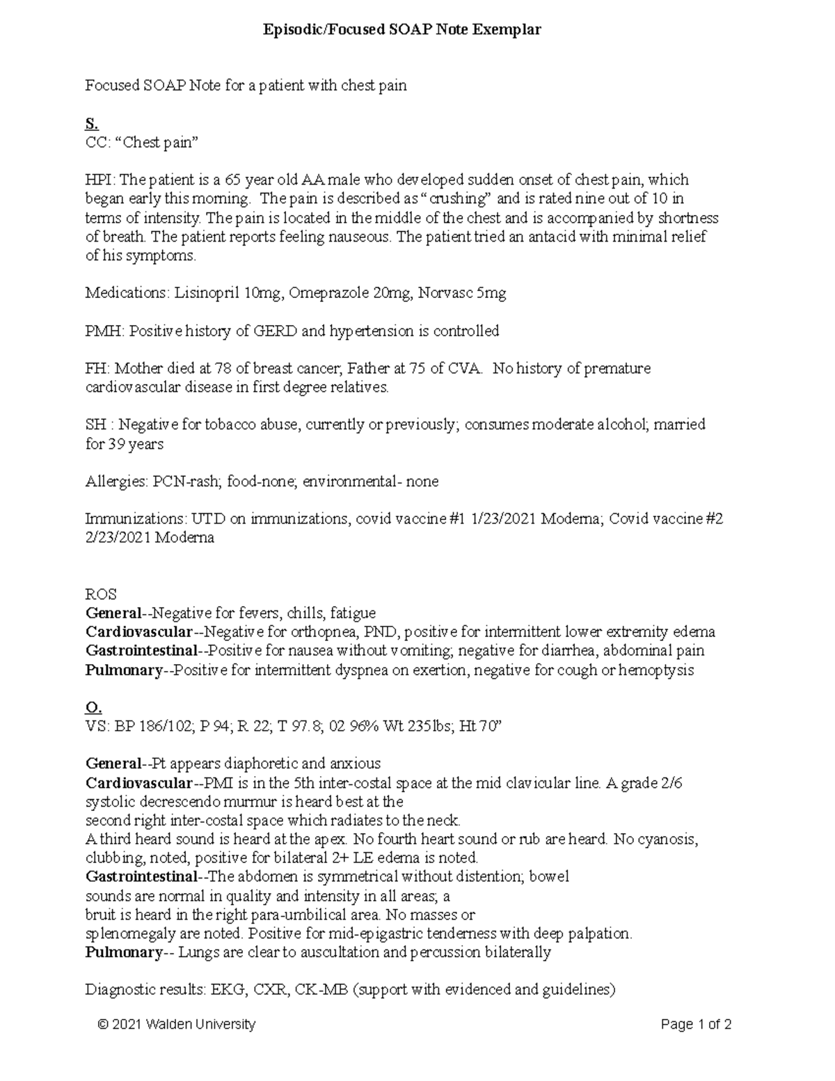 Focused Note Exemplar - © 2021 Walden University Page 1 of 2 Episodic ...