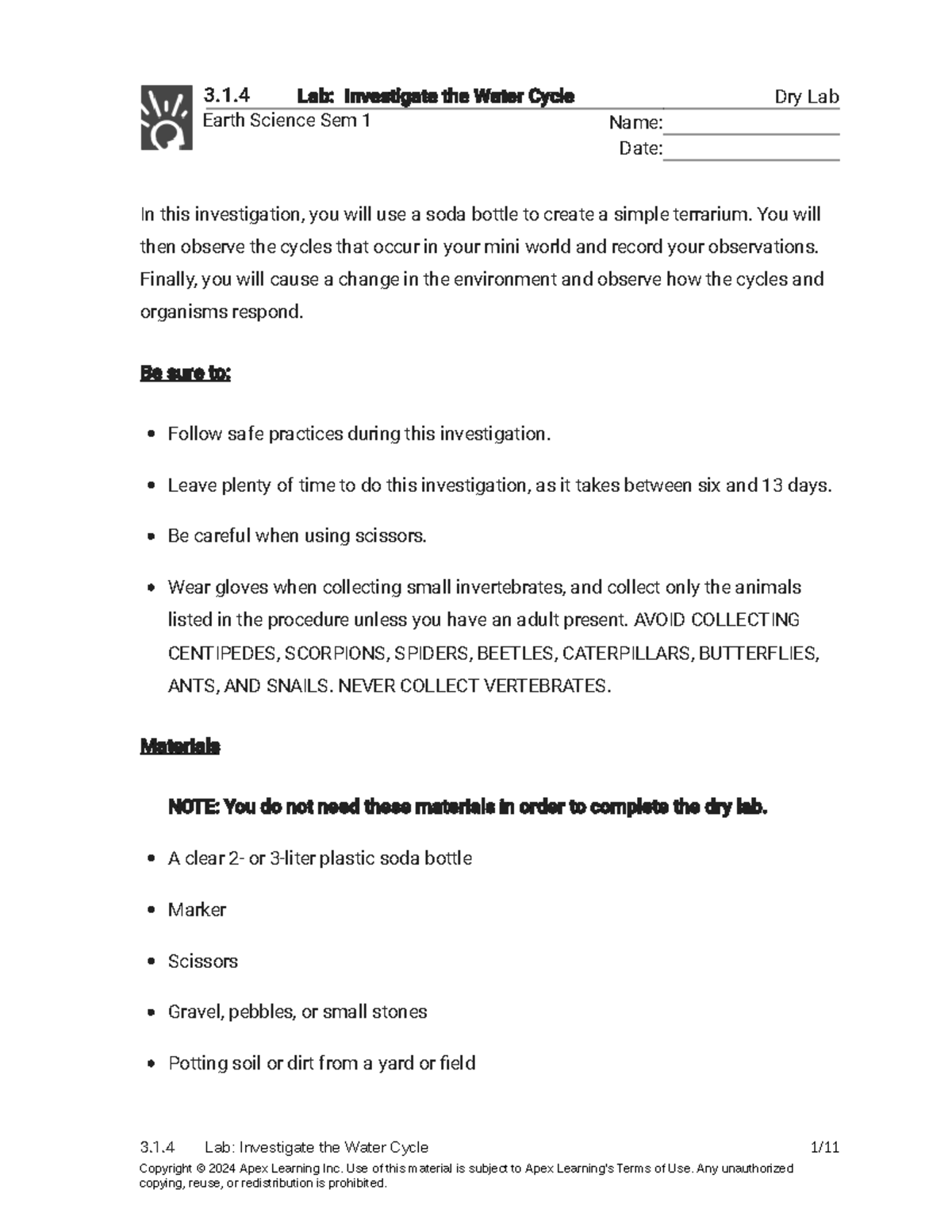 3.1.4 Lab - SCI Completed Investigate the Water Cycle (Dry lab)-1 - Lab ...