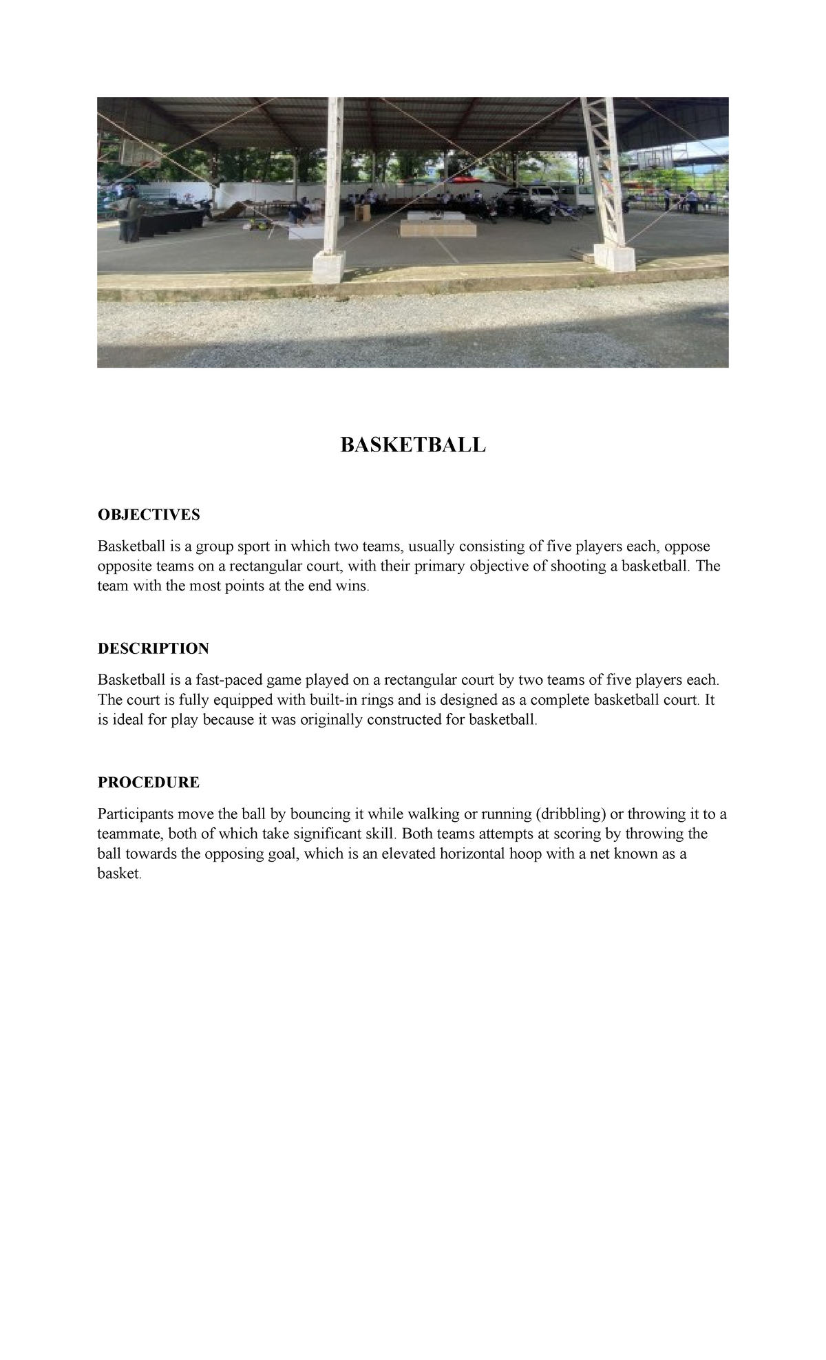 Pat3 - vcfff - BASKETBALL OBJECTIVES Basketball is a group sport in ...