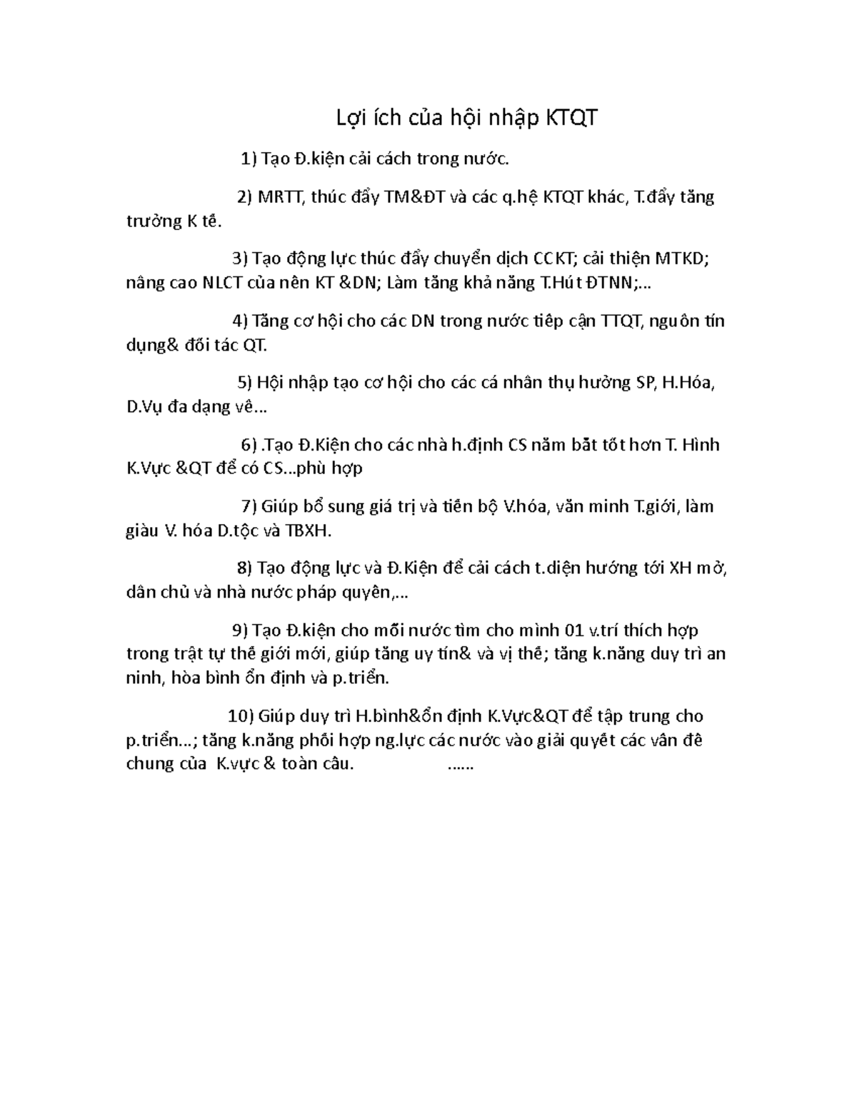 Lợi ích của hội nhập KTQT - L i ích c a h i nợủộậh p KTQT T o Đ.ki n c i cách trong ạệảướn c ...