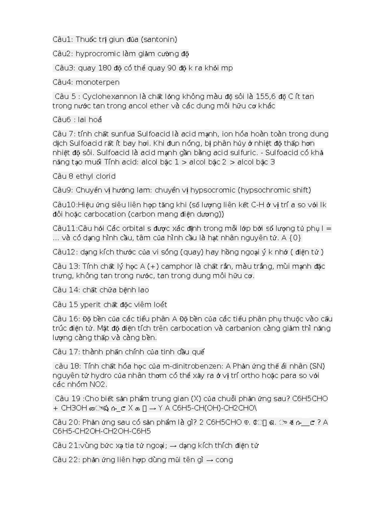 HHC1 - scsdsvegegsgseeeeseg - Câu1: Thuốc trị giun đũa (santonin) Câu2: hyprocromic làm giảm ...