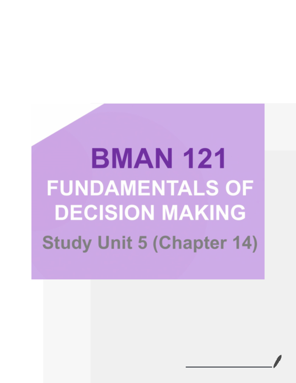 BMAN121=SU5/CH14 - Learning outcomes ####### After completing this ...