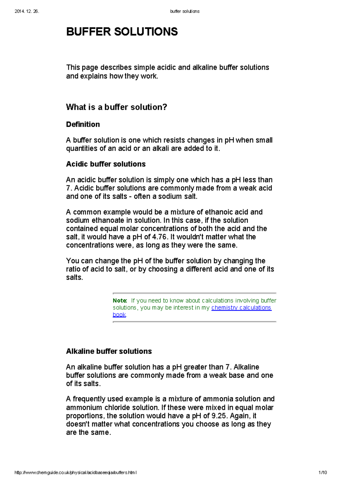 Buffer solutions - BUFFER SOLUTIONS This page describes simple acidic ...