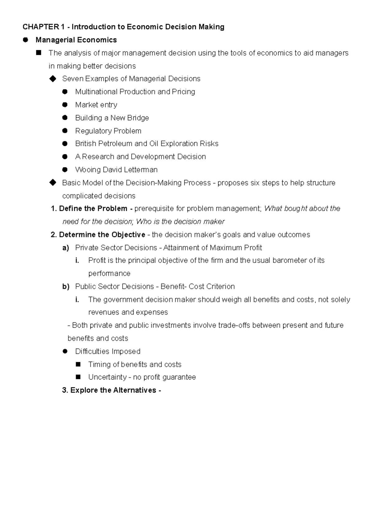 Chapter 1 - Unfinished notes - CHAPTER 1 - Introduction to Economic ...