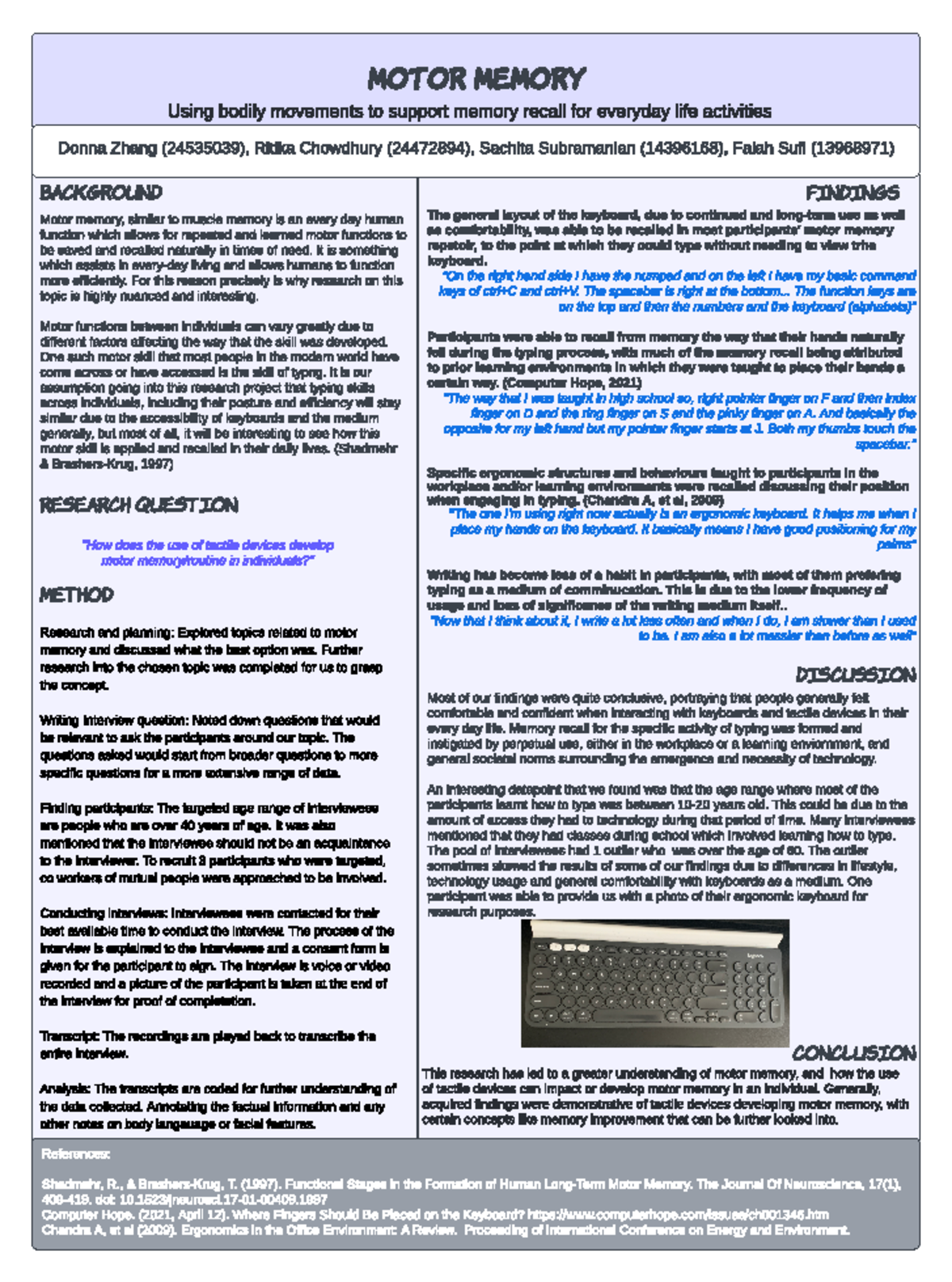 Hcdrm - Poster Assignment - MOTOR MEMORY Using bodily movements to ...
