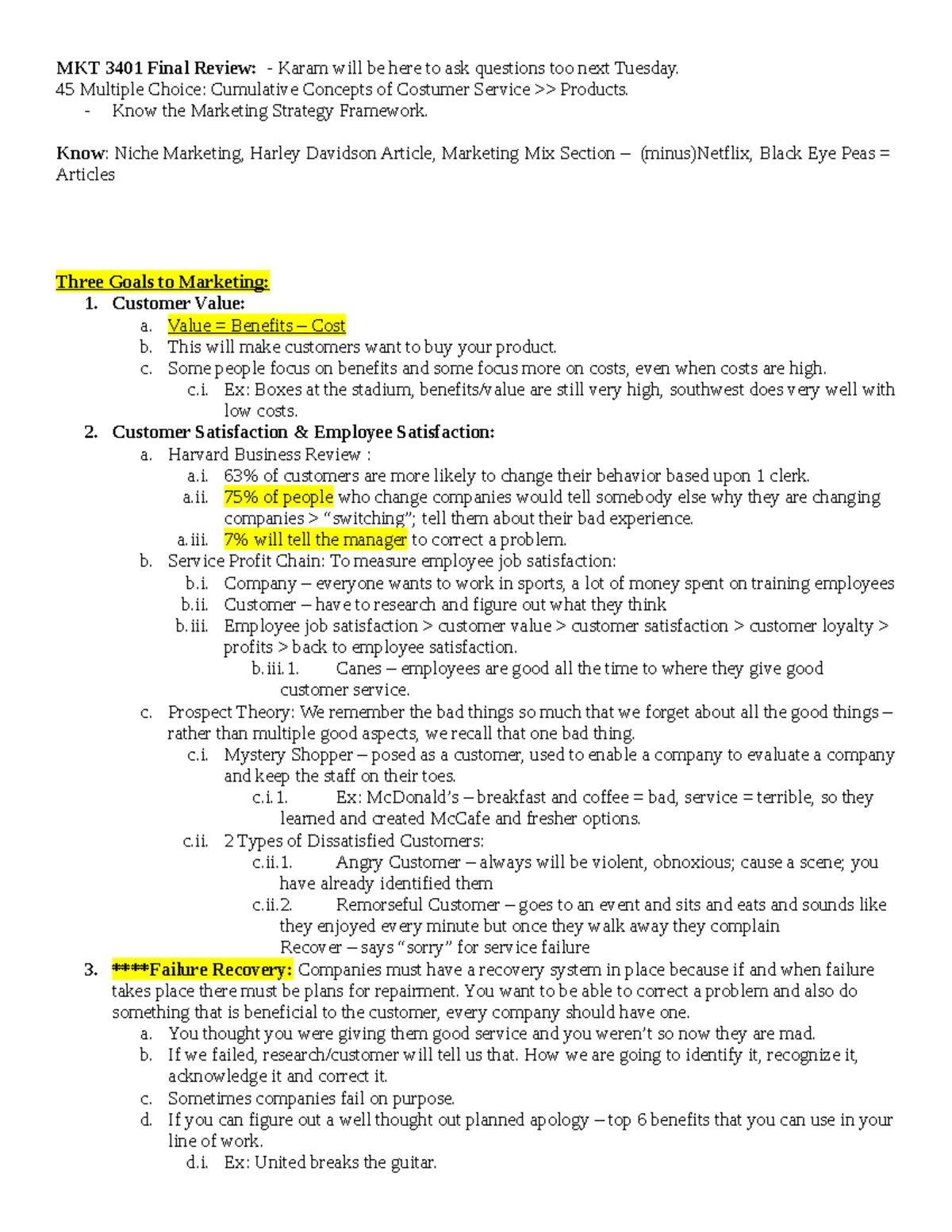 MKT 3401 Final Review - Fall 2021, Professor Karam - MKT 3401 Final ...